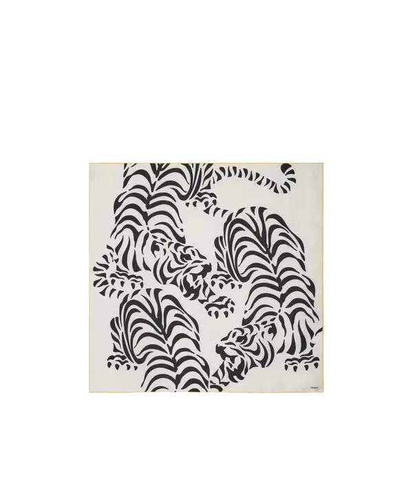 Fendi Silk Foulard With Tiger Print