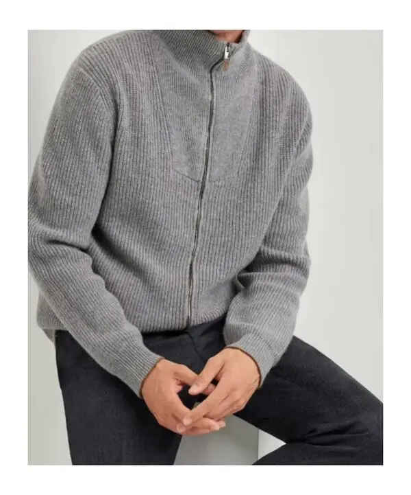 Canali Melange Wool And Cashmere Full-zip Cardigan - Grey