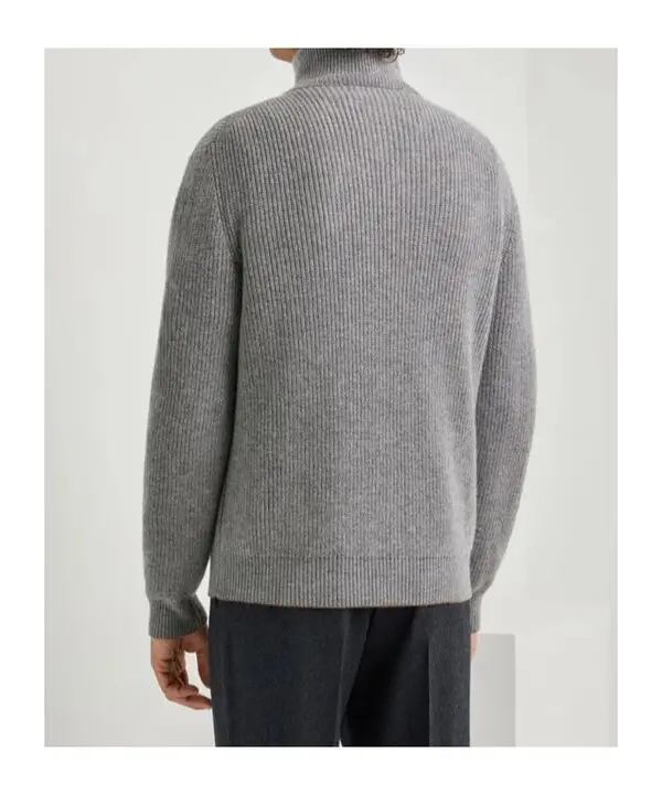 Canali Melange Wool And Cashmere Full-zip Cardigan - Grey