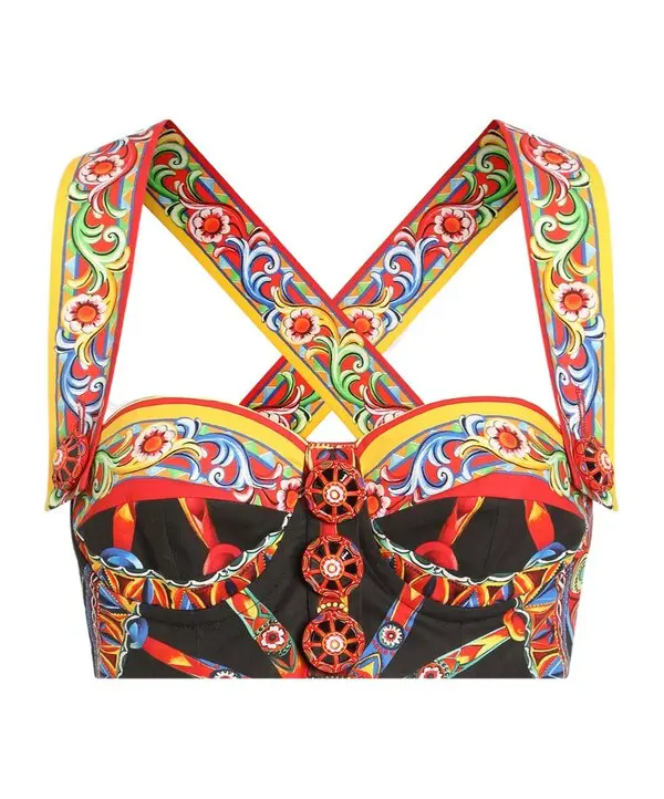 Dolce & Gabbana Carretto-print Poplin Top - Multi-color