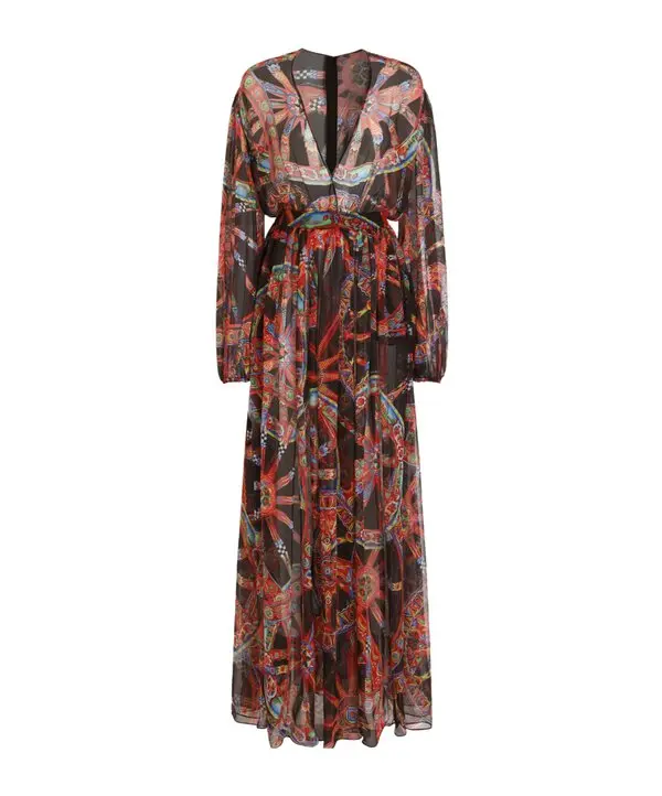 Dolce & Gabbana Carretto Print Long Sleeve Maxi Dress - Multi-color