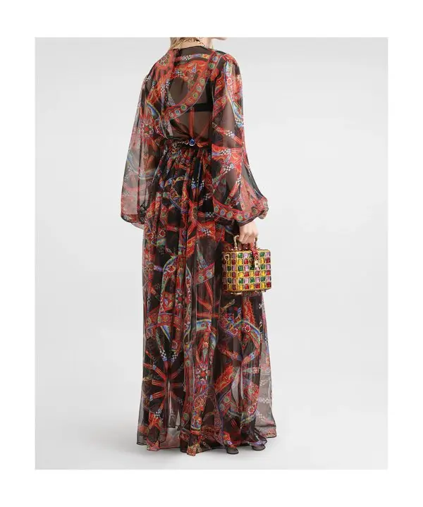 Dolce & Gabbana Carretto Print Long Sleeve Maxi Dress - Multi-color