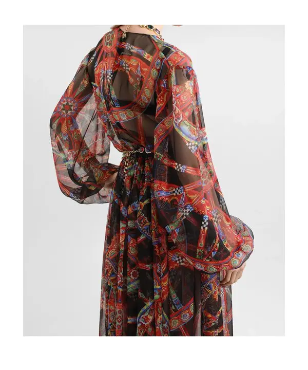Dolce & Gabbana Carretto Print Long Sleeve Maxi Dress - Multi-color