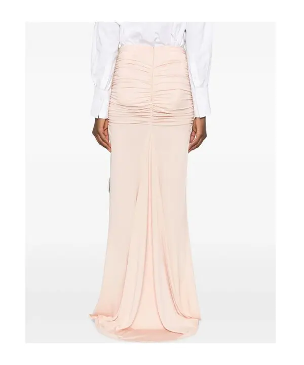 Elisabetta Franchi Ruched Asymmetric Skirt With Logo Plaque