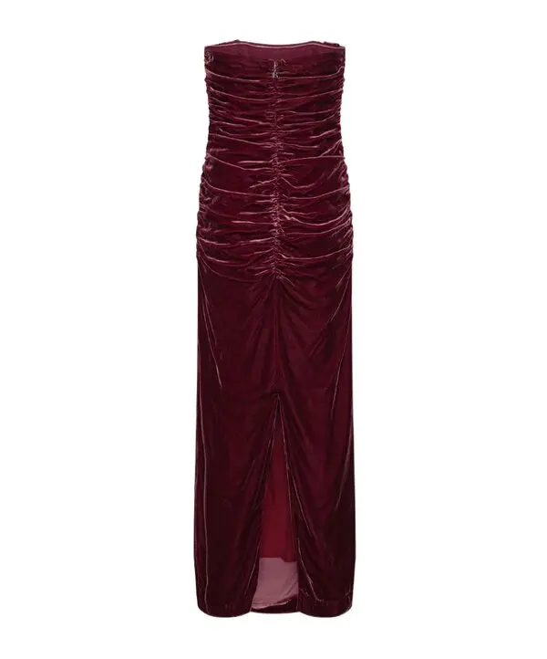 ROTATE BY BIRGER CHRISTENSEN Silk Velvet Ruched Dress