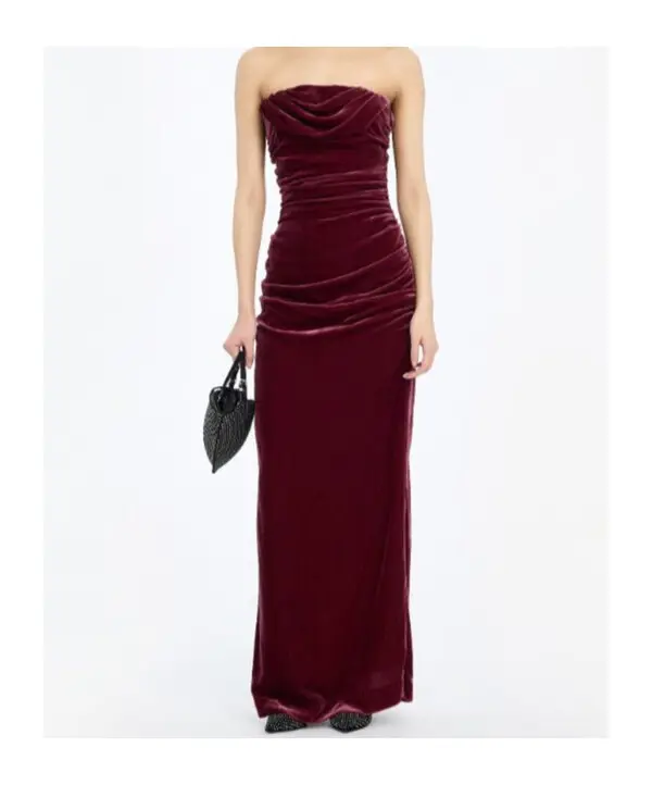 ROTATE BY BIRGER CHRISTENSEN Silk Velvet Ruched Dress