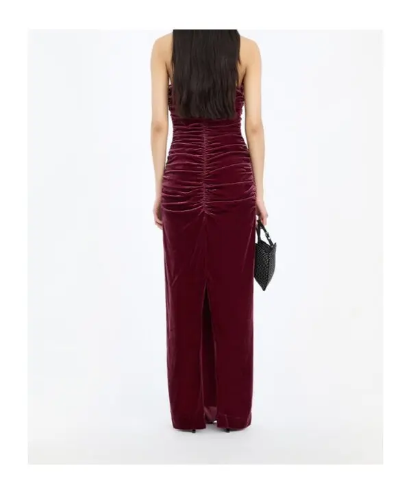 ROTATE BY BIRGER CHRISTENSEN Silk Velvet Ruched Dress