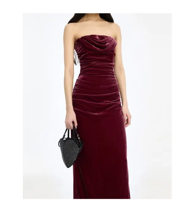ROTATE BY BIRGER CHRISTENSEN Silk Velvet Ruched Dress