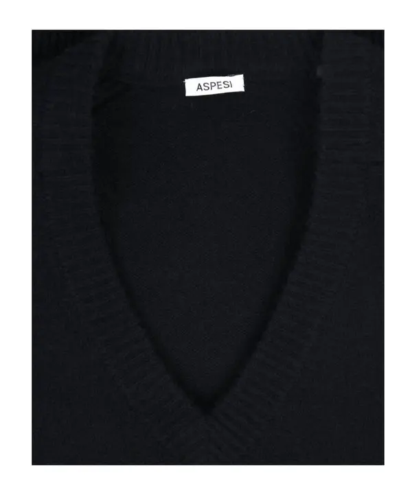 Aspesi Ribbed V-neck Knit Top