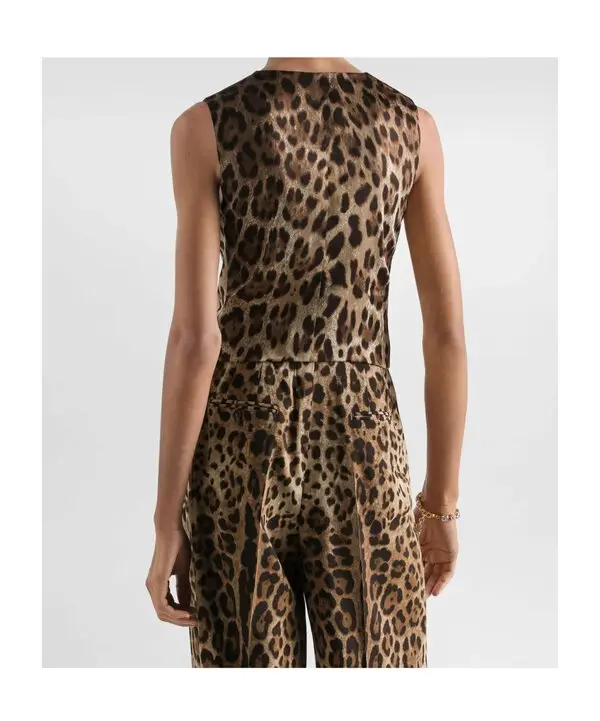 Dolce & Gabbana Dolce Gabbana Leopard Printed V-neck Gilet