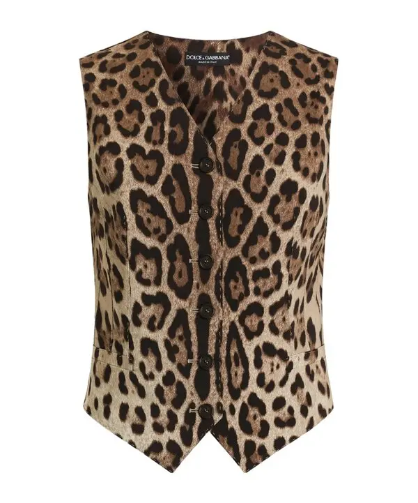 Dolce & Gabbana Leopard Print V-neck Gilet - Multicolor