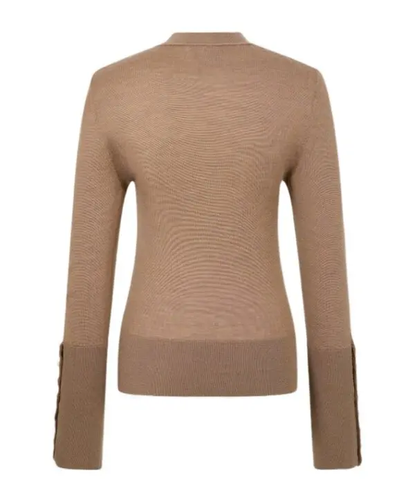 Rabanne Long Sleeve Crewneck T-shirt With Button Cuffs - Brown