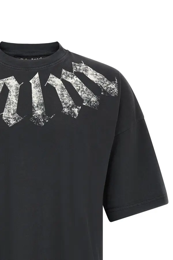 Palm Angels Craquelé Gothic Print T-shirt