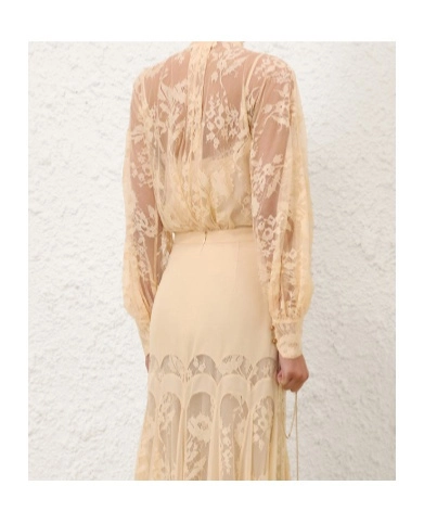 Zimmermann Valiant Lace Pussybow Blouse