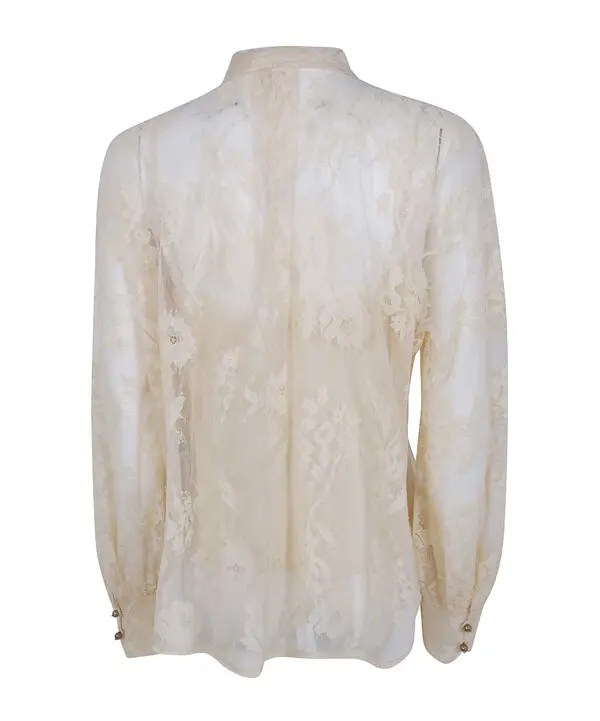 Zimmermann Valiant Lace Pussybow Blouse - Sand