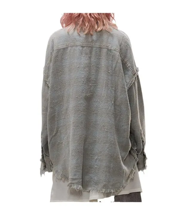 R13 Distressed Oversized Shirt - Blue