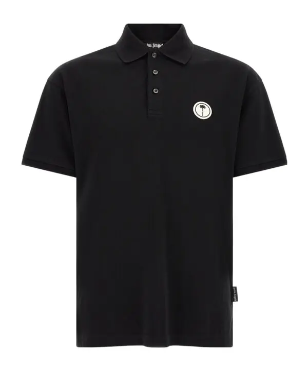 Palm Angels Logo Patch Polo Shirt - Black