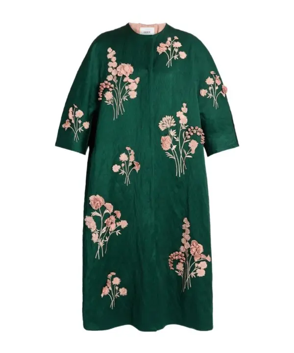 Erdem Embroidered Textured-satin Coat