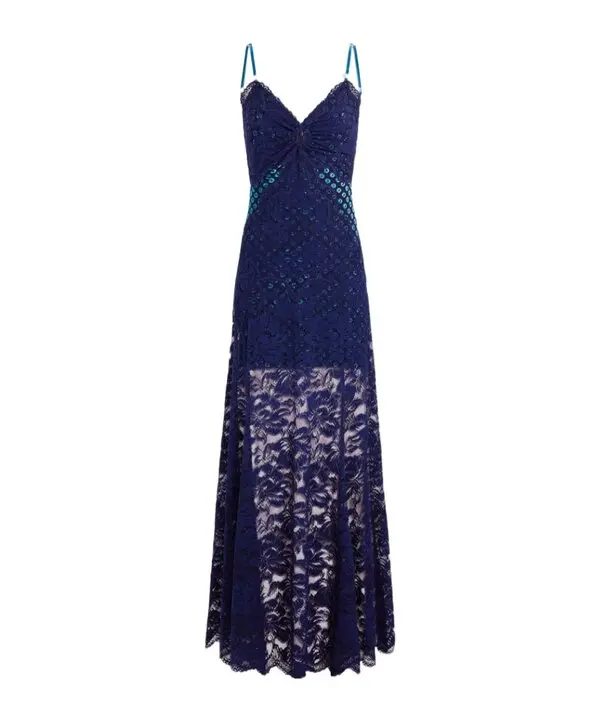 Rabanne Sleeveless V-neck Maxi Lace Dress