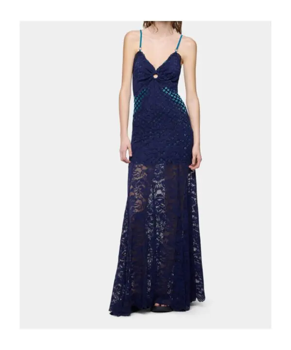Rabanne Sleeveless V-neck Maxi Lace Dress