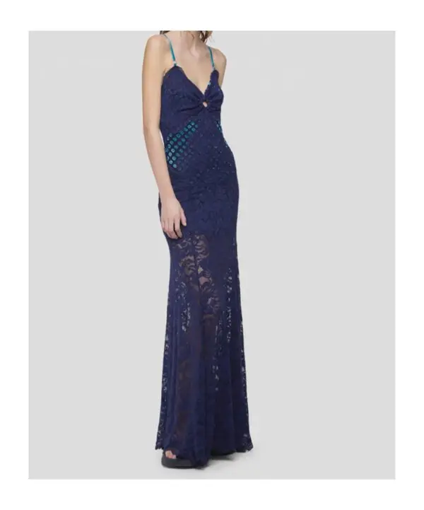 Rabanne Sleeveless V-neck Maxi Lace Dress