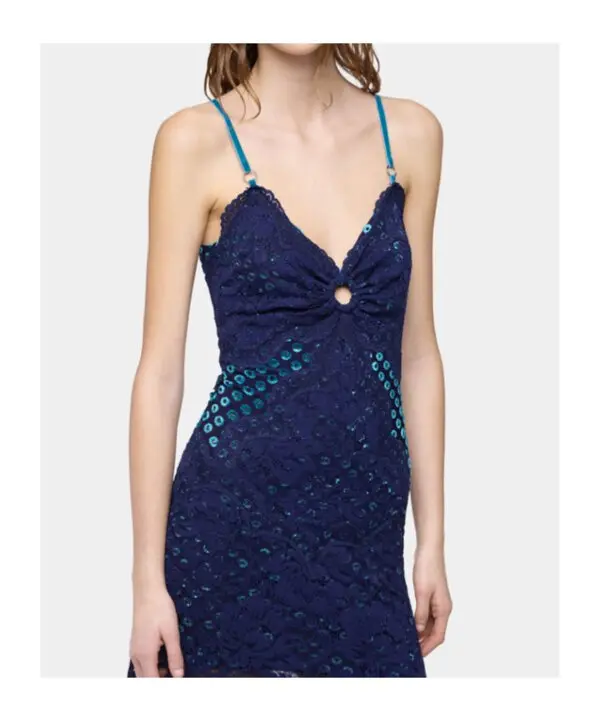 Rabanne Sleeveless V-neck Maxi Lace Dress