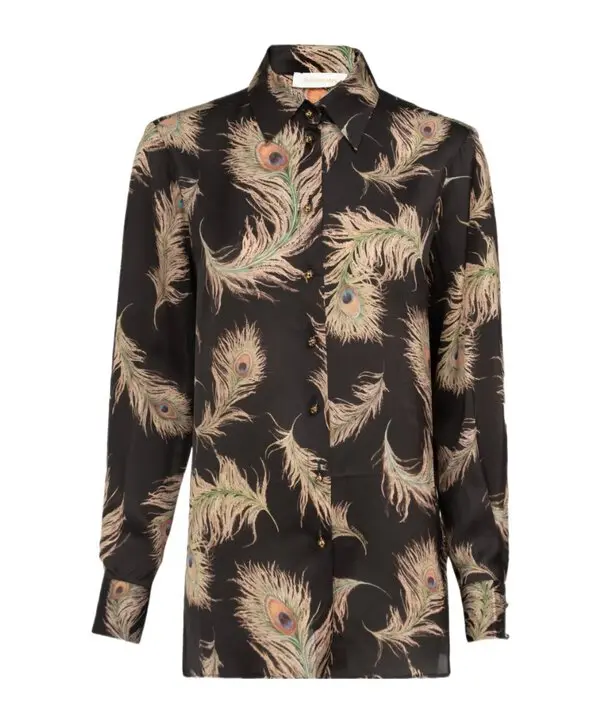 Zimmermann Feather Print Long Sleeve Shirt - No
