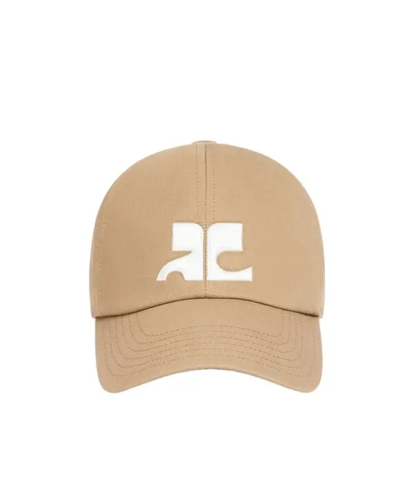 COURREGES Ac Logo Cotton Baseball Cap - Dark Sand