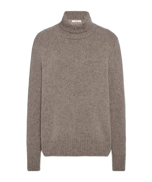 THE ROW Plira Turtleneck Jumper In Heavyweight Cashmere - Taupe