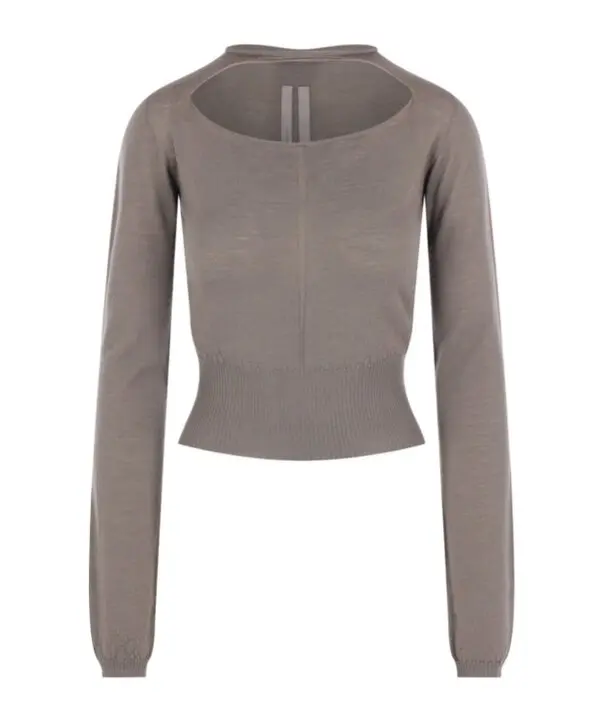 Rick Owens Slashed Cropped Sweater In Wool