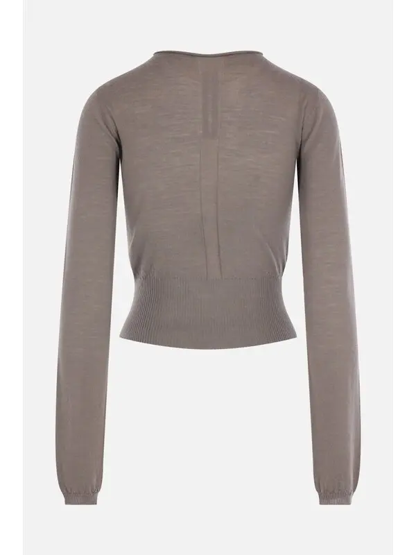 Rick Owens Slashed Cropped Sweater In Wool
