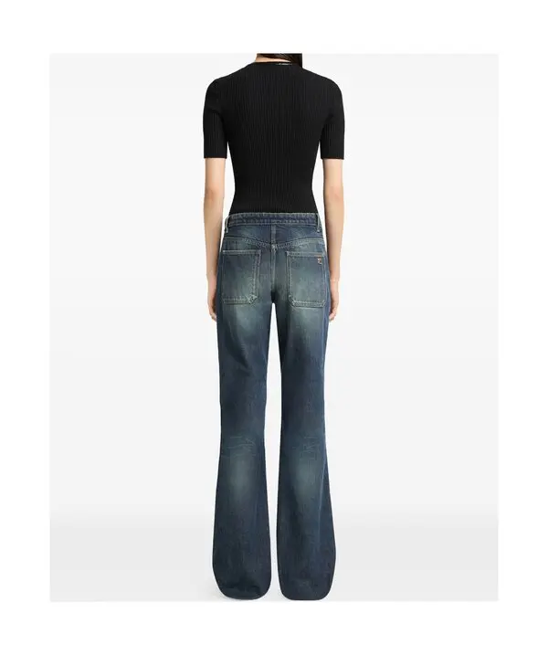 COURREGES Embroidered Ac Logo Flared Denim Trousers