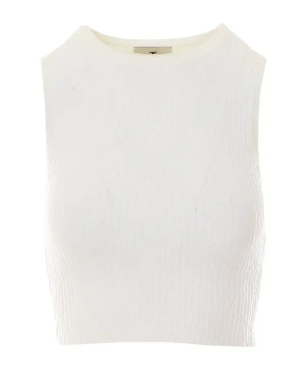 Elisabetta Franchi Sleeveless Cropped Top - White