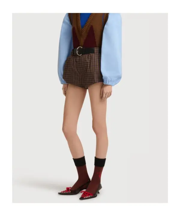 Marni Purple Poplin Bloomers With Checked Pattern
