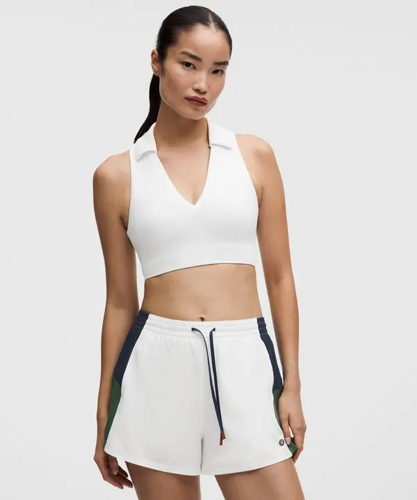 Lululemon Collared Longline Ribbed Tennis Bra - White
