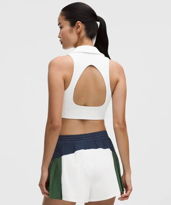 Lululemon Collared Longline Ribbed Tennis Bra - White