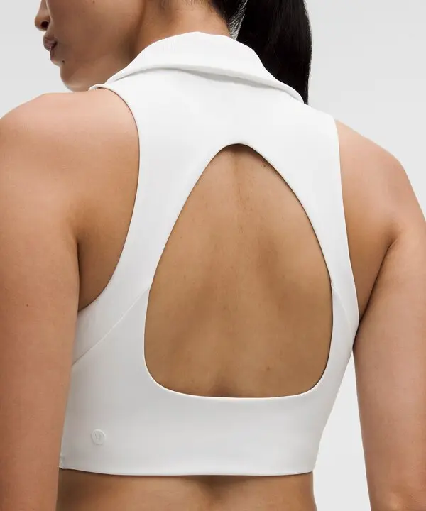 Lululemon Collared Longline Ribbed Tennis Bra - White