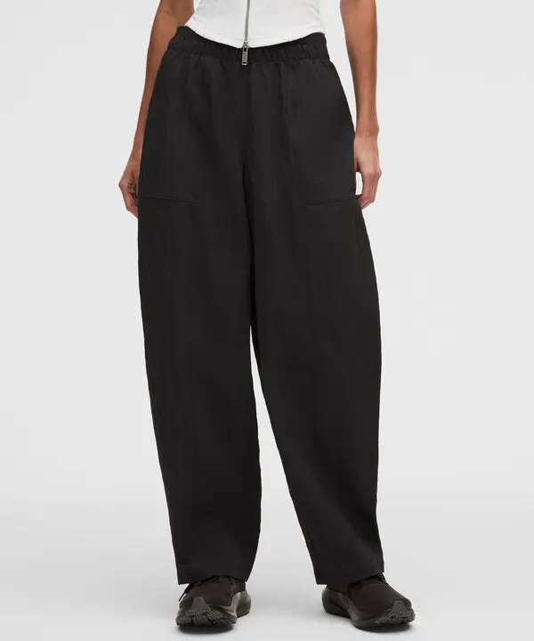 Lululemon Crinkle Nylon Mid-rise Barrel-leg Pant - Black