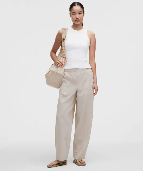 Lululemon Crinkle Nylon Mid-rise Barrel-leg Pants - Downtown Tan