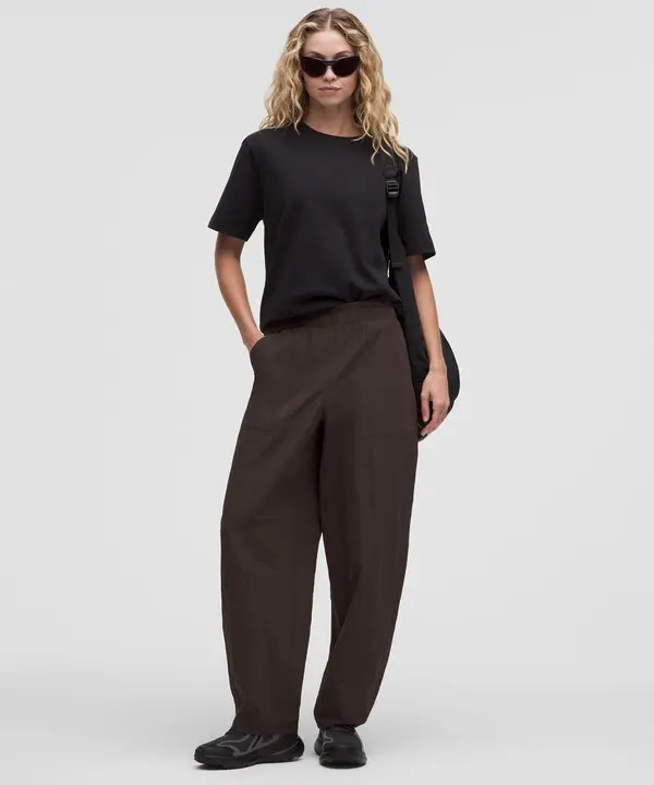 Lululemon Crinkle Nylon Mid-rise Barrel-leg Pants - Mahogany Muse