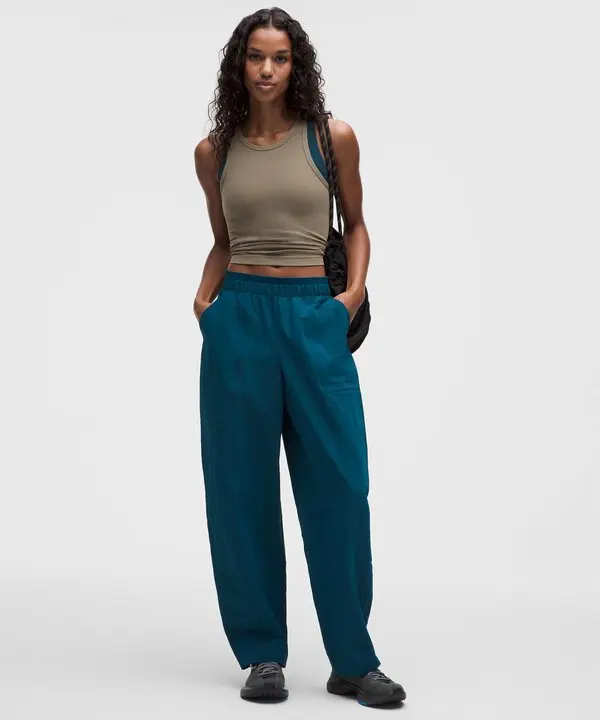 Lululemon Crinkle Nylon Mid-rise Barrel-leg Pants - Remixed Marine