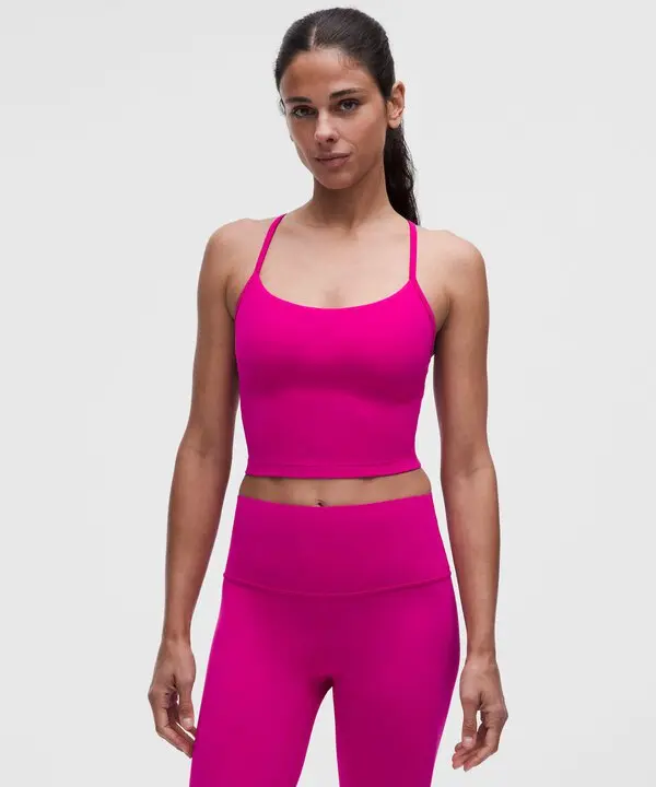 Lululemon Flow Y Cropped Tank Top - Pink Flare