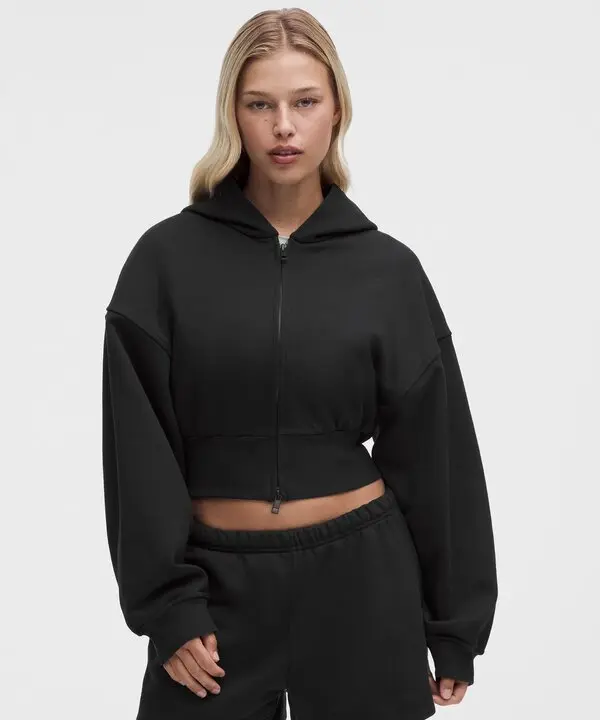 Lululemon French Terry Cropped Full-zip Hoodie - Black