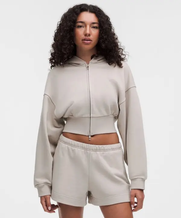 Lululemon French Terry Cropped Full-zip Hoodie - Downtown Tan