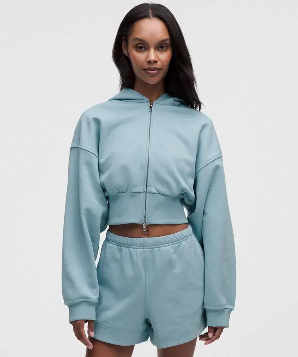 Lululemon French Terry Cropped Full-zip Hoodie - Seafoam