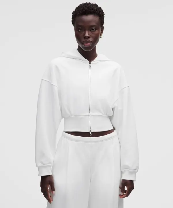 Lululemon French Terry Cropped Full-zip Hoodie - White