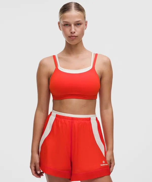 Lululemon Layered Cami-strap Bra - Cherry Ember/light Ivory