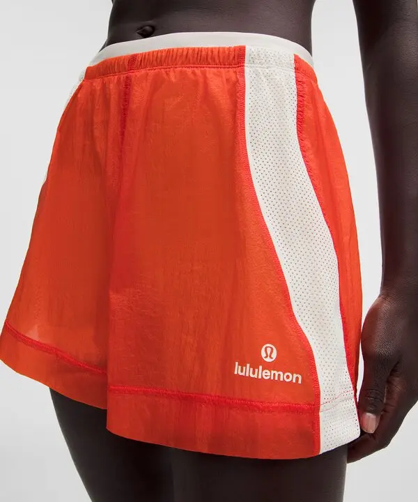 Lululemon License To Train Textured High-rise Short 4 - Cherry Ember/light Ivory