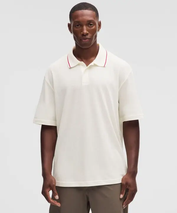 Lululemon Mesh-knit Jersey Short-sleeve Polo Shirt - Coconut Ivory