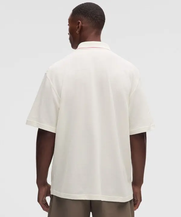 Lululemon Mesh-knit Jersey Short-sleeve Polo Shirt - Coconut Ivory